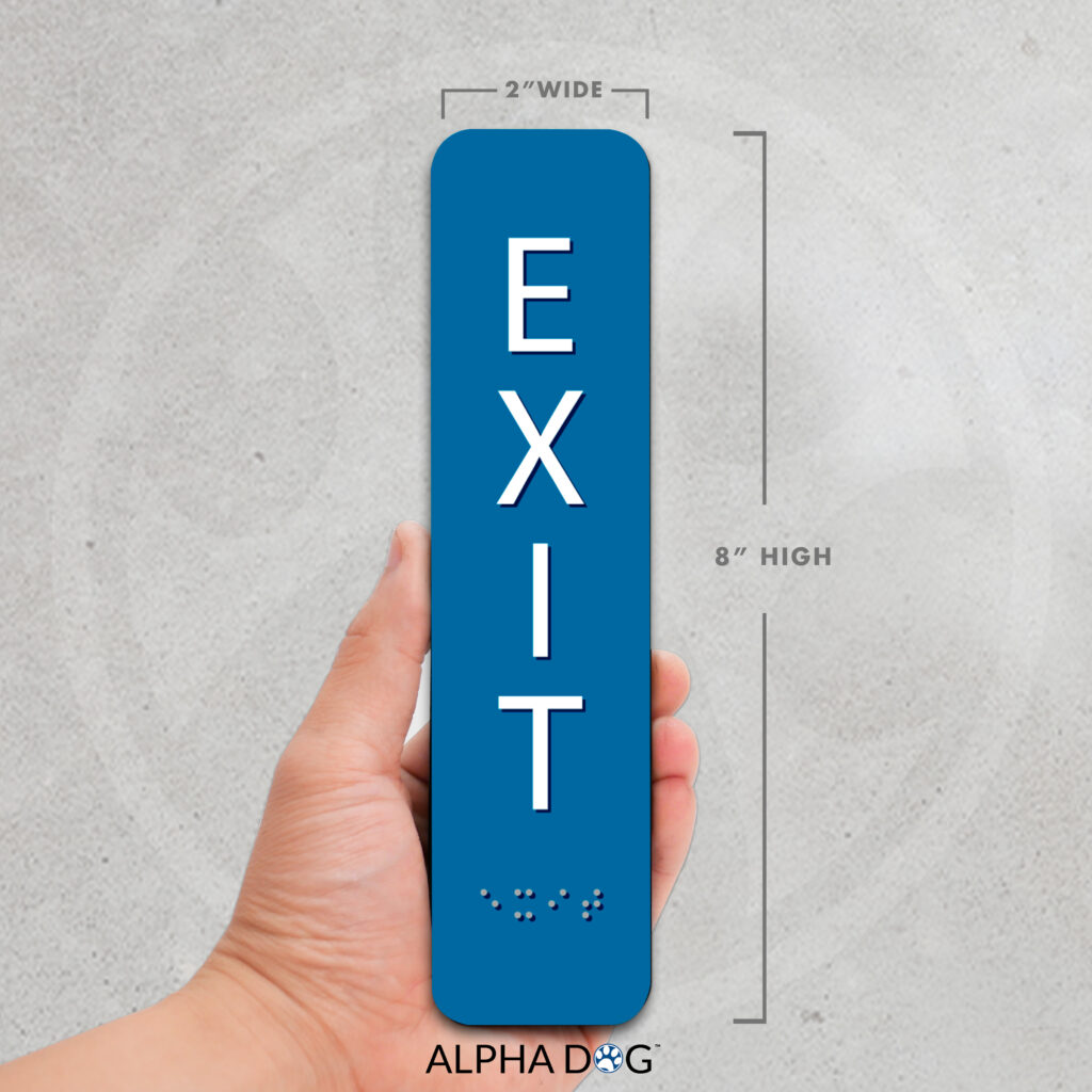 Braille Vertical Exit Sign - 8″x 2″ | Alpha Dog ADA Signs