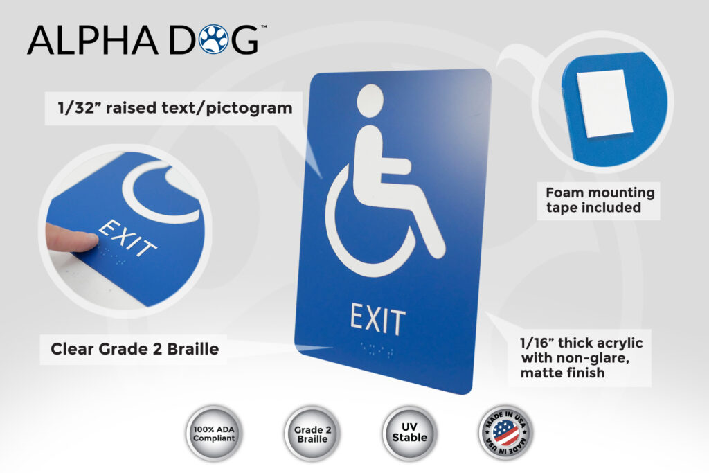 Handicap Exit Sign - 8″x 6″ | Alpha Dog ADA Signs