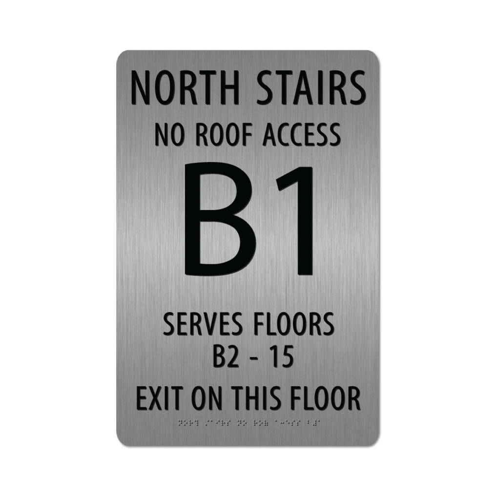Custom Stairwell Sign, 18″ x 12″ Braille | Alpha Dog ADA Signs