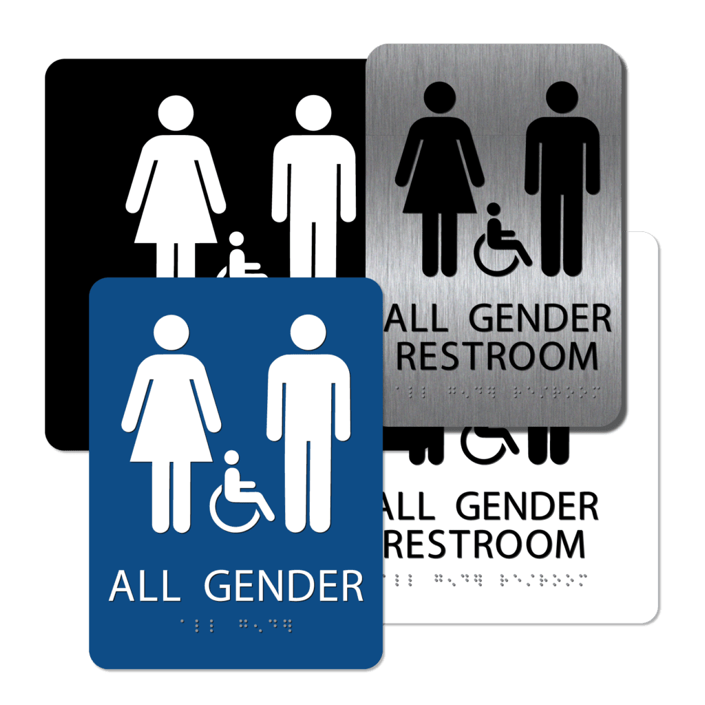 All Gender Handicap Bathroom Signs with Braille | Alpha Dog ADA Signs