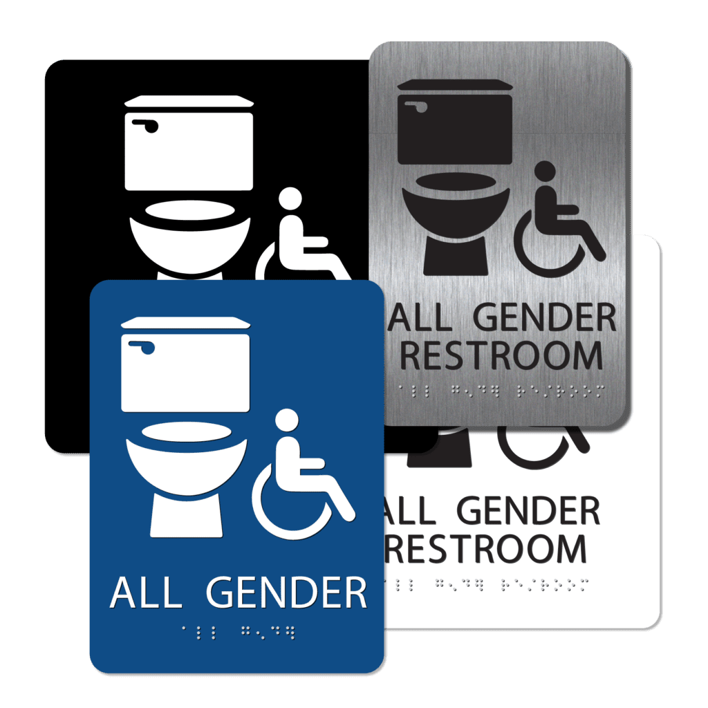 All Gender Handicap Bathroom Signs with Braille | Alpha Dog ADA Signs