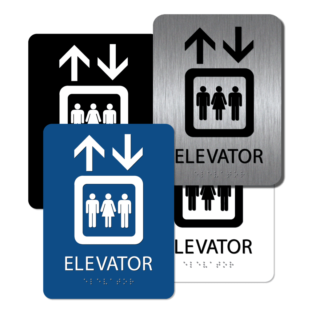 Elevator Sign with Braille | Alpha Dog ADA Signs Elevator Sign with Braille | Alpha Dog ADA Signs
