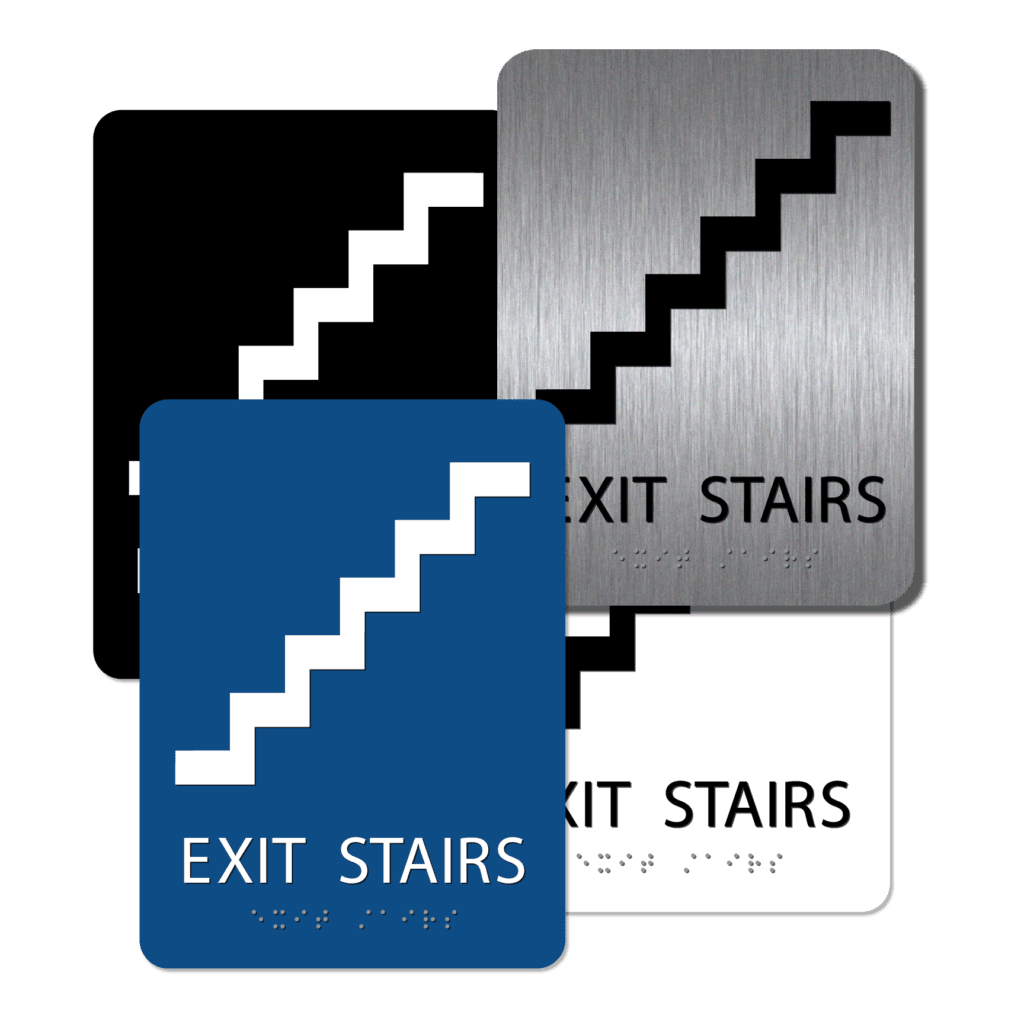 Exit Stairs Sign with Braille | Alpha Dog ADA Signs