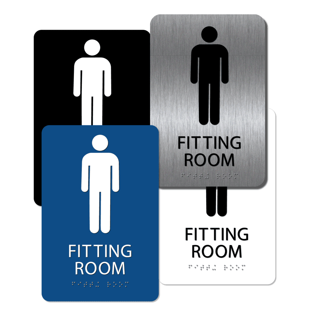 Men’s Fitting Room Sign, Braille | Alpha Dog ADA Signs