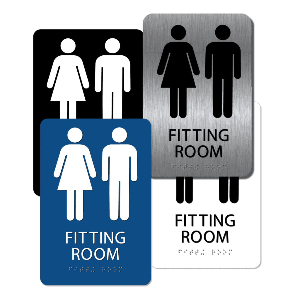 Unisex Fitting Room Sign, Braille | Alpha Dog ADA Signs