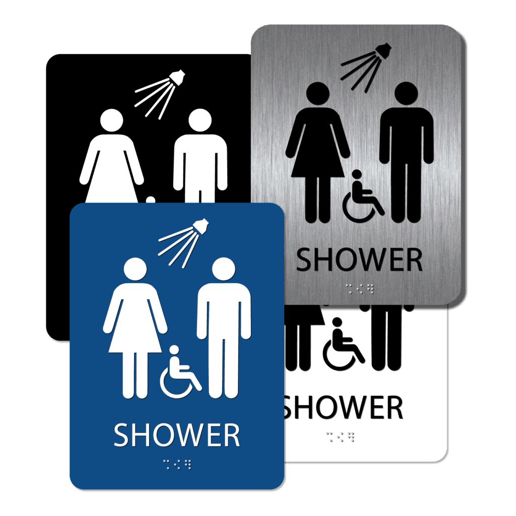 Unisex Shower Sign, Braille, Handicap | Alpha Dog ADA Signs