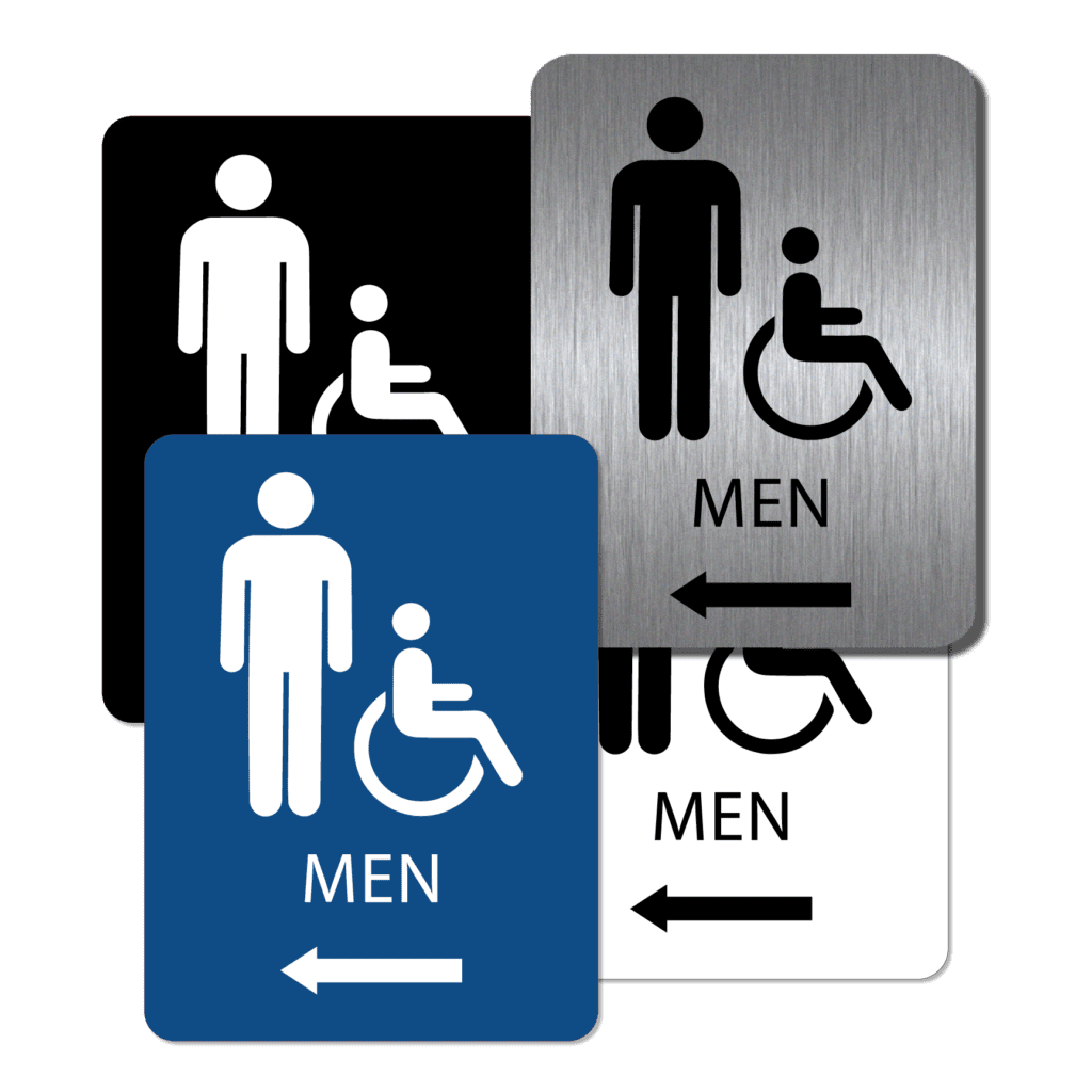 Men’s Bathroom Sign - Left Arrow | Alpha Dog ADA Signs