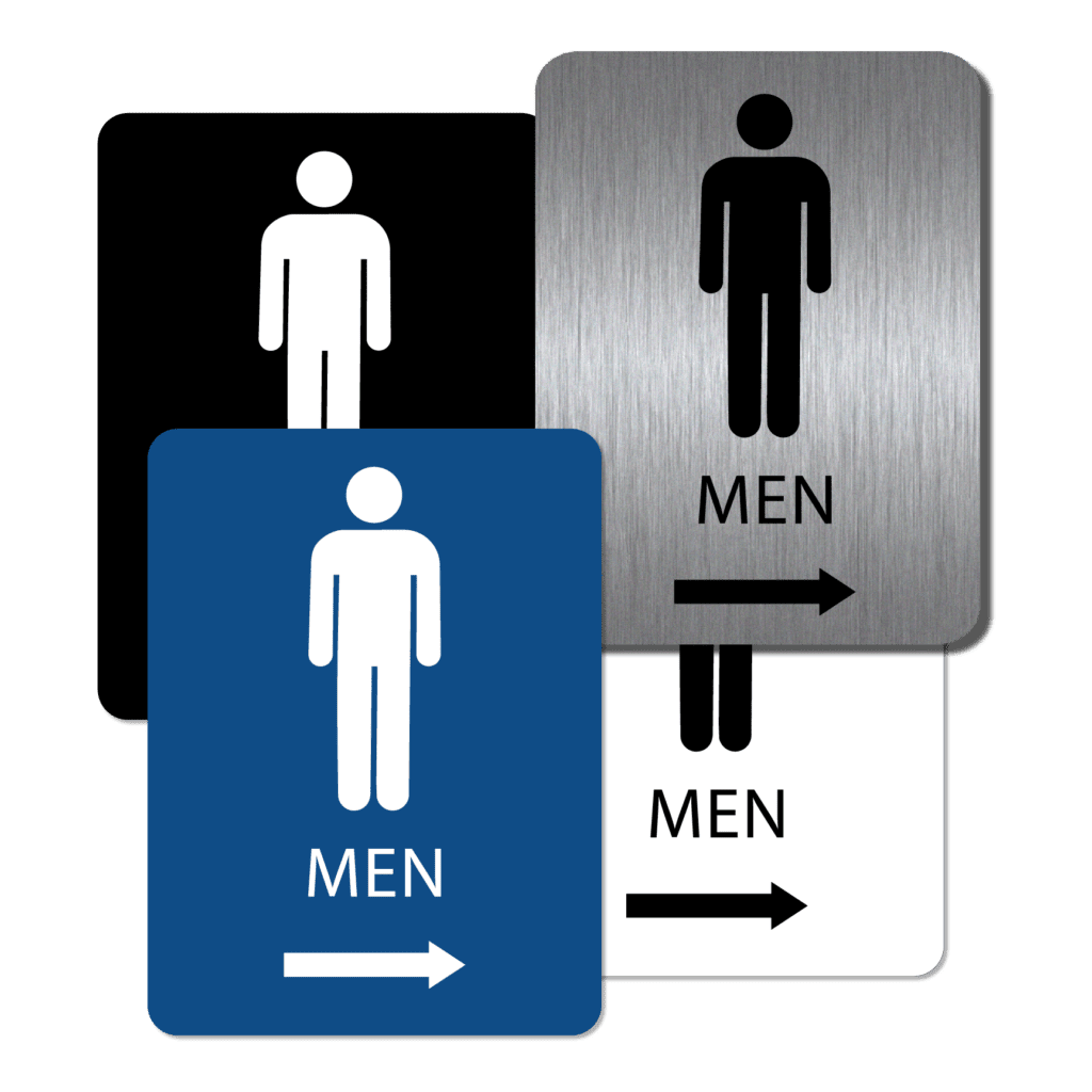 Men’s Bathroom Sign - Right Arrow | Alpha Dog ADA Signs