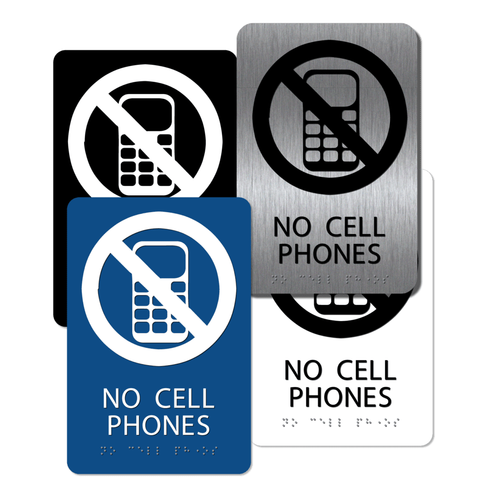 No Cell Phones Sign with Braille | Alpha Dog ADA Signs