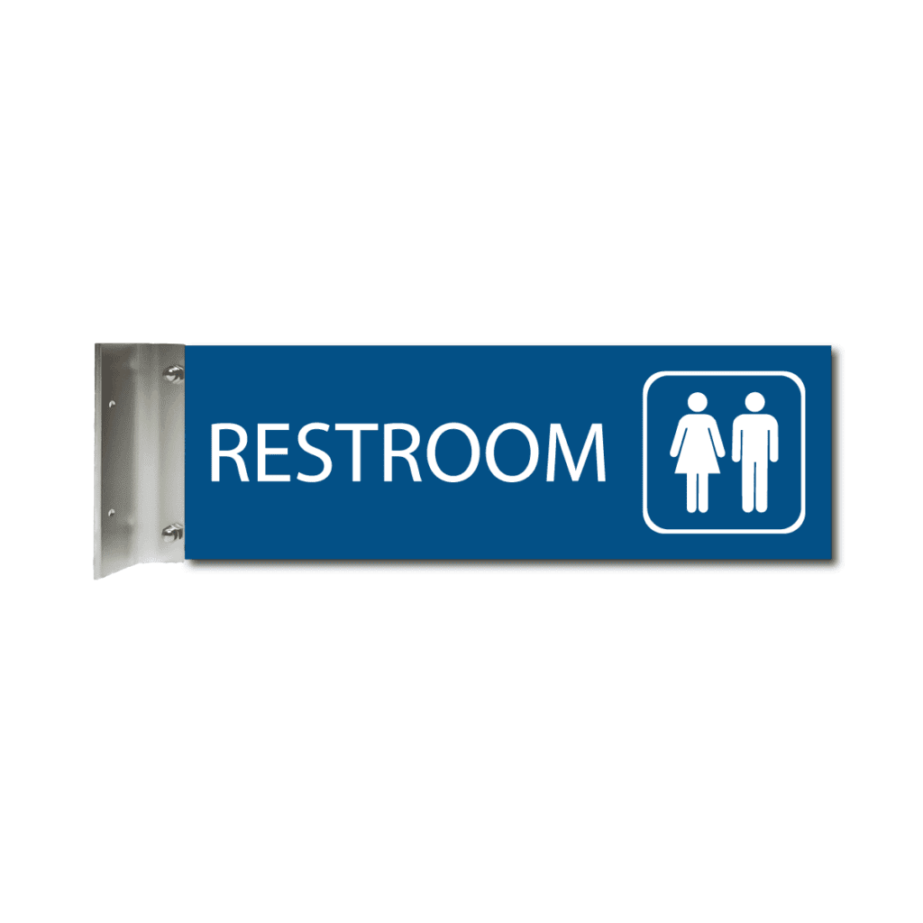 Projecting Unisex Bathroom Sign, 4"h x 12w
