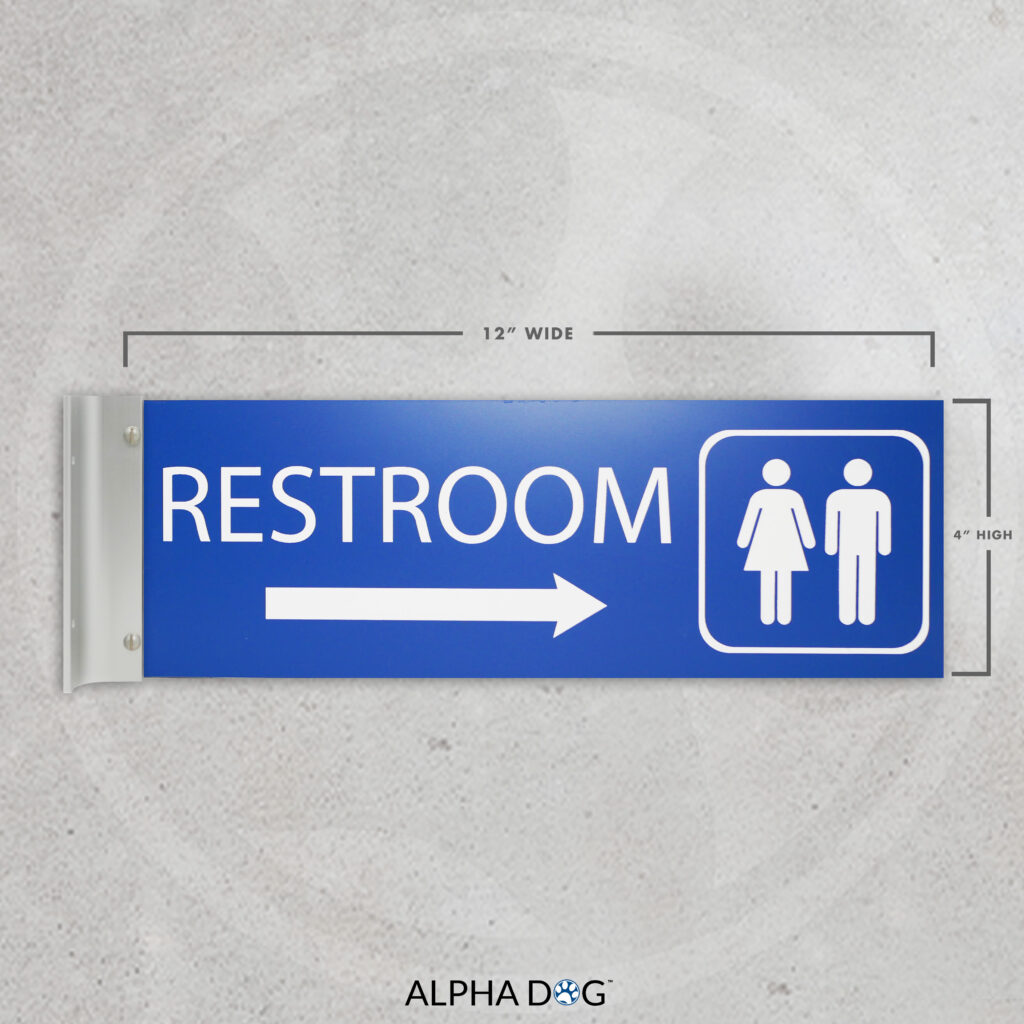 Unisex Hallway Bathroom Sign, Arrow | Alpha Dog ADA Signs