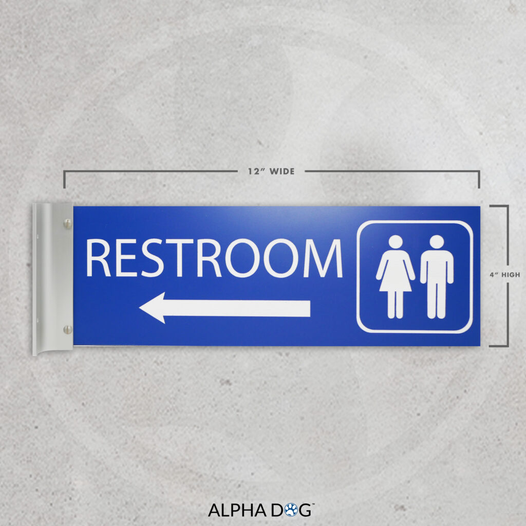 Unisex Hallway Bathroom Sign, Arrow | Alpha Dog ADA Signs