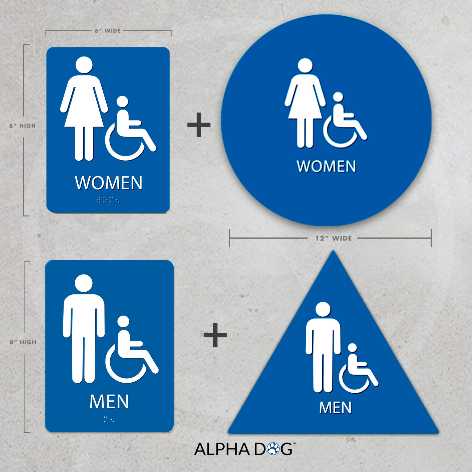 Men’s & Women’s Bathroom Sign Bundle | Alpha Dog ADA Signs