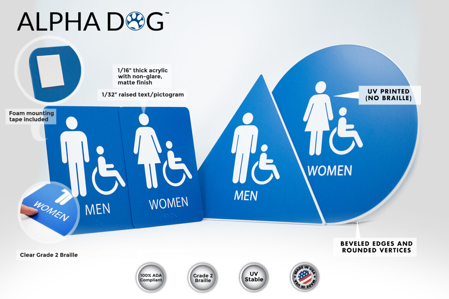 Men’s & Women’s Bathroom Sign Bundle | Alpha Dog ADA Signs
