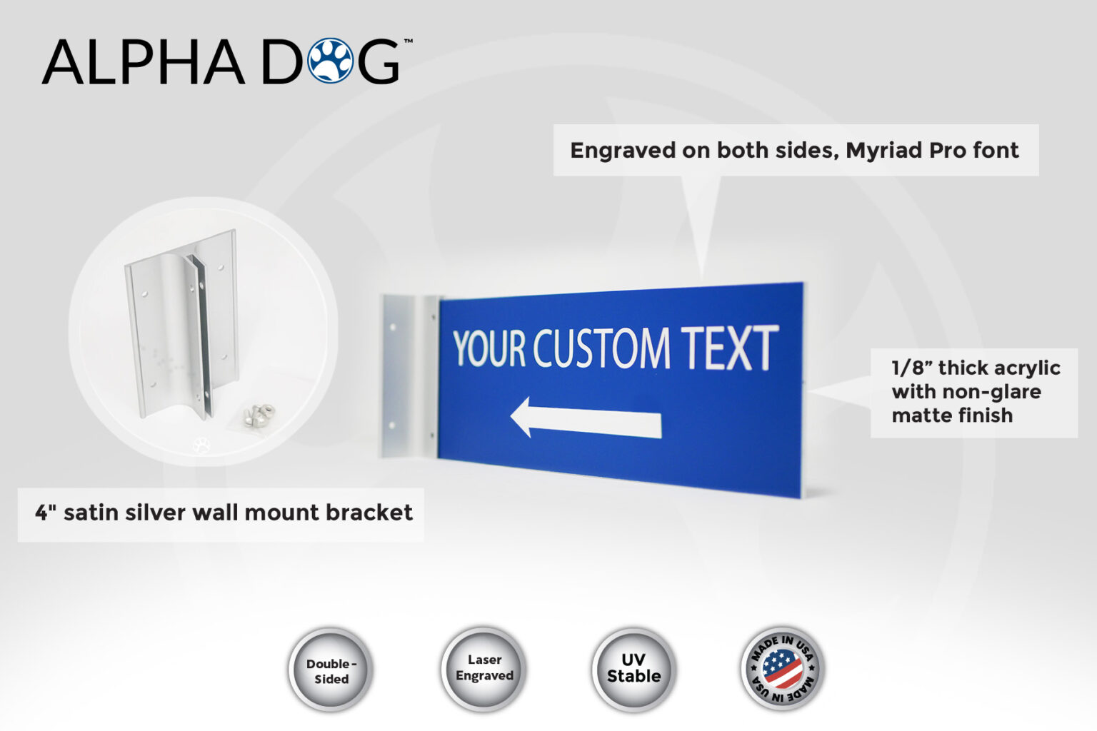 Custom Hallway Corridor Sign, Left Arrow | Alpha Dog ADA Signs